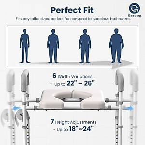 Raised Toilet Seat with Handles - Adjustable Elevated Toilet Seat Riser, 400 lbs Toilet Seat Riser for Seniors, Handicap and Disabled, FSA/HSA Eligible, Fit Any Toilet