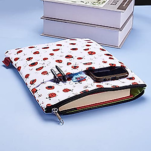 Book Sleeve Ladybug Book Protector , Book Covers for Paperbacks, Washable Fabric, Book Sleeves with Zipper, Medium 11 Inch X 8.7 Inch Book Lover Gifts