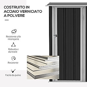 Outsunny 5' x 3' Metal Outdoor Storage Shed, Garden Tool House Cabinet with Lockable Door for Backyard, Patio, Lawn, Garage, Gray