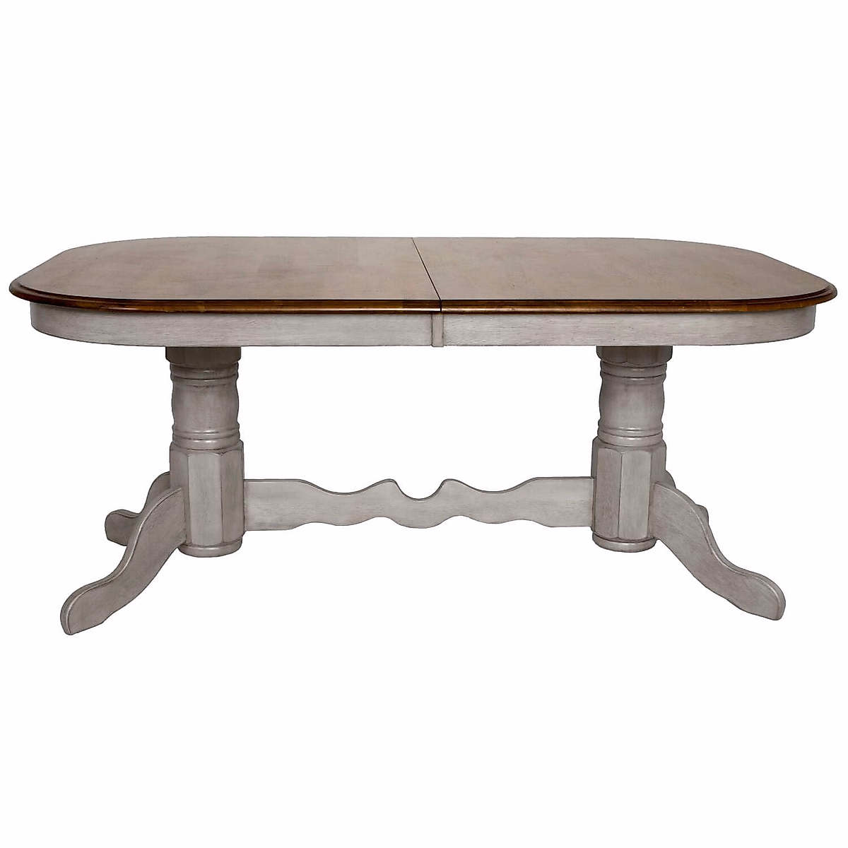 Sunset Trading Country Grove 96" Oval Extendable Wood Dining Table in Gray/Brown
