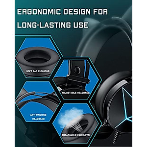 Cat Ear Headphones with Noise Canceling Microphone and Surround Sound, Gaming Headset with Removable Cat Ears, LED Lights, Compatible with PC, Xbox One, PS4, PS5, Switch, Black Gamer Headset Wired