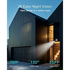 ZUMIMALL Security Cameras Wireless Outdoor - 2K Solar Powered Security Camera with 3MP Color Night Vision, Outdoor WiFi Surveillance Camera /2 Way Talk/PIR Motion Detection/Spotlight/IP66 Waterproof