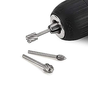 Tungsten Carbide HSS Rotary Burr Set - APlus 20pcs Wood Carving Drill Bits Set with 3mm 1/8 inch Shank for DIY Woodworking, Carving, Engraving, Drilling