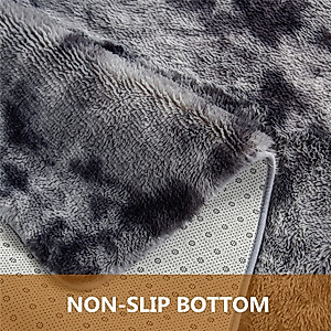 Arbosofe Rugs for Living Room, Area Rug for Bedroom, 8 x 10 Clearance Tie Black and Grey Nursery Room Rug, Large Throw for Playroom Room- Soft, Fluffy, Shaggy Carpets for Kids Room Girls