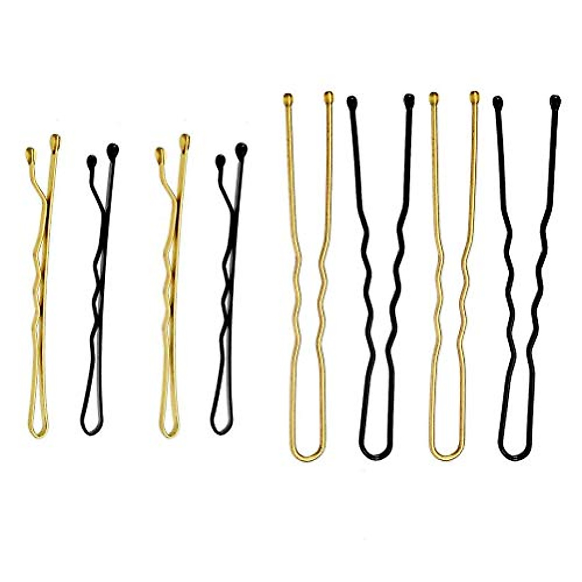 320 Pcs Bobby Pins U Hair Pins Set for Women Girls, Includes 200 Gold Black Different Shapes Hair Pins and 120 Rubber Hair Bands Stocking Stuffers for Women Kids