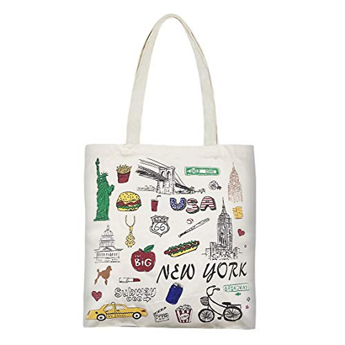 Reusable Large Multipurpose New York Souvenir for Travel Bag, Grocery Tote, Shopping Handbag, Canvas Tote Bag. (JP-330130F)