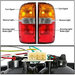 HECASA Tail Light Compatible with 1995-2000 Toyota Tacoma Pair Signal Brake Lamp Taillight Assembly W/Bulb Replacement for TO2800116 TO2801116 8156004030 8155004030