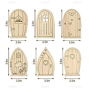 AUEAR, 24 Pack Fairy Door Miniature Wooden Garden Doors Windows Unfinished Fairy Window Accessories Mini Fairy House DIY Craft for Wall Home Party Decoration (6 Styles)