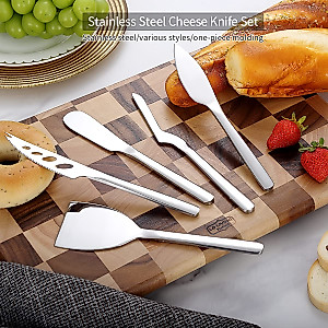 Berglander Cheese Knife Set of 5 for All Types of Cheese, Stainless Steel Cheese Cutter Slicer Ergonomic Design for Confortable Grip and Cut, Butter Spreader Knife