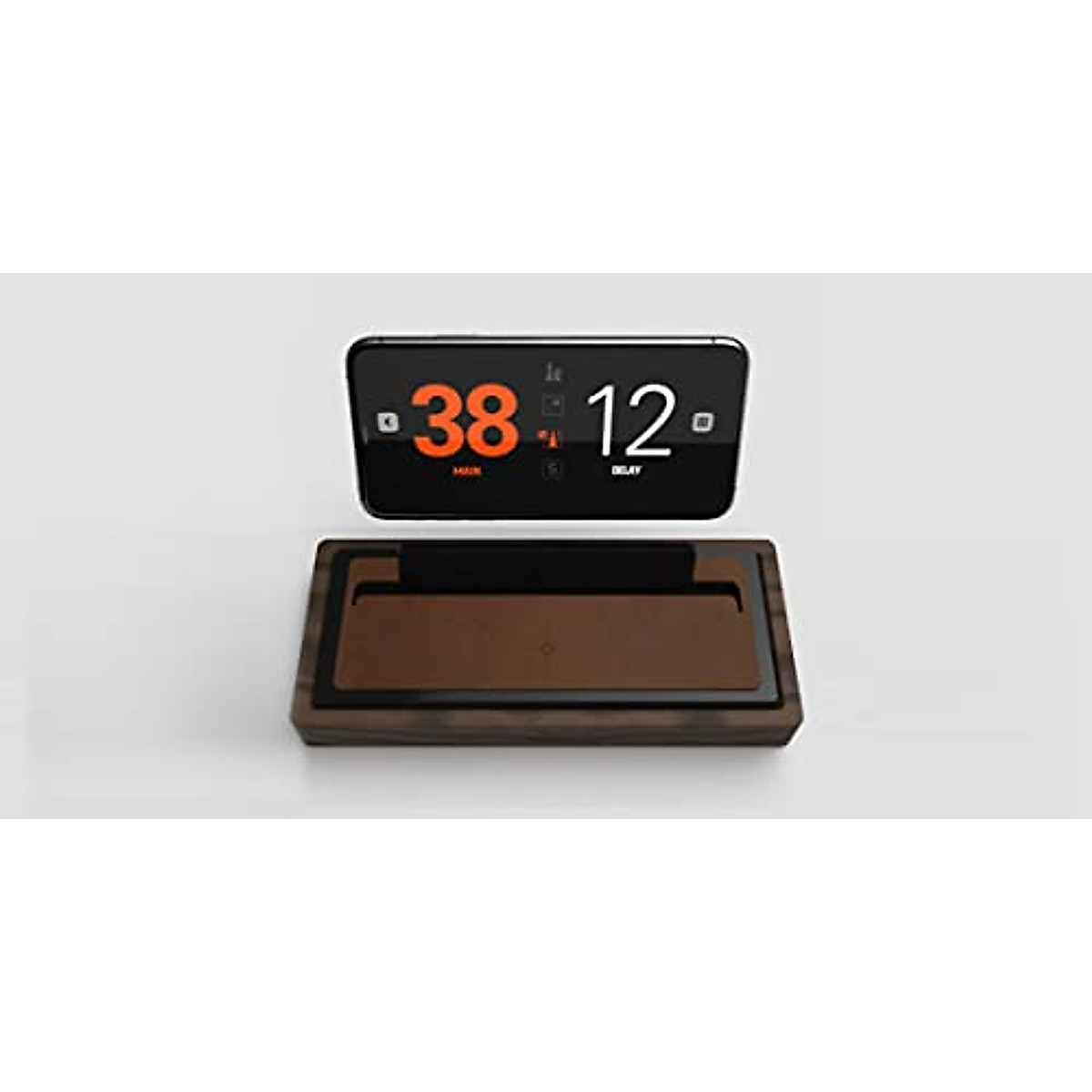 Tempest Deluxe - 2025 Edition - A Luxurious Walnut and Leather Chess Clock/Phone Dock Hybrid. Includes Deluxe Dock Plus Bundled iOS and Android Software (Phone is not Included)