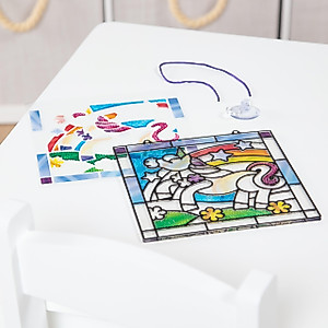 Melissa & Doug Stained Glass Made Easy Craft Kit - Unicorn - Kids Sticker Stained Glass Craft Kit; Unicorn Crafts For Kids Ages 5+