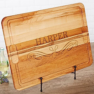 Personalization Universe Classic Kitchen Personalized Hardwood Cutting Board, with Juice Well and Grip Handles, Ideal for Charcuterie Boards and Wedding or Housewarming Gifts - 15" X 21"