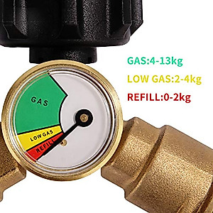 Roastove Dual Propane Tank Connection Level Indicator,Propane Tank Y Splitter Adapter with Gauge,Gas Pressure Meter for 5-40lb Propane Tank