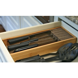 Knifedock - In-drawer Kitchen Knife Storage - The Cork Composite Material Never Dulls Your Blades. Great Gift for Any Chef! Enables you to Easily Store and Identify Your Knives At a Glance.
