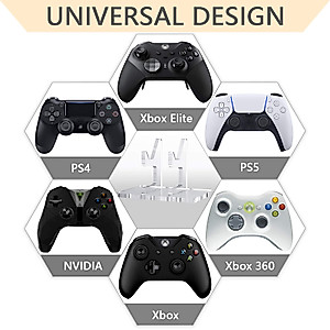 Linkidea Controller Stand Holder Compatible with PS5 Controller, Acrylic 2 to 1 Dual Sense Game Controller Mount Bracket Manual Splicing Compatible with Xbox ONE Playstation5 PS4 STEAM Switch PC