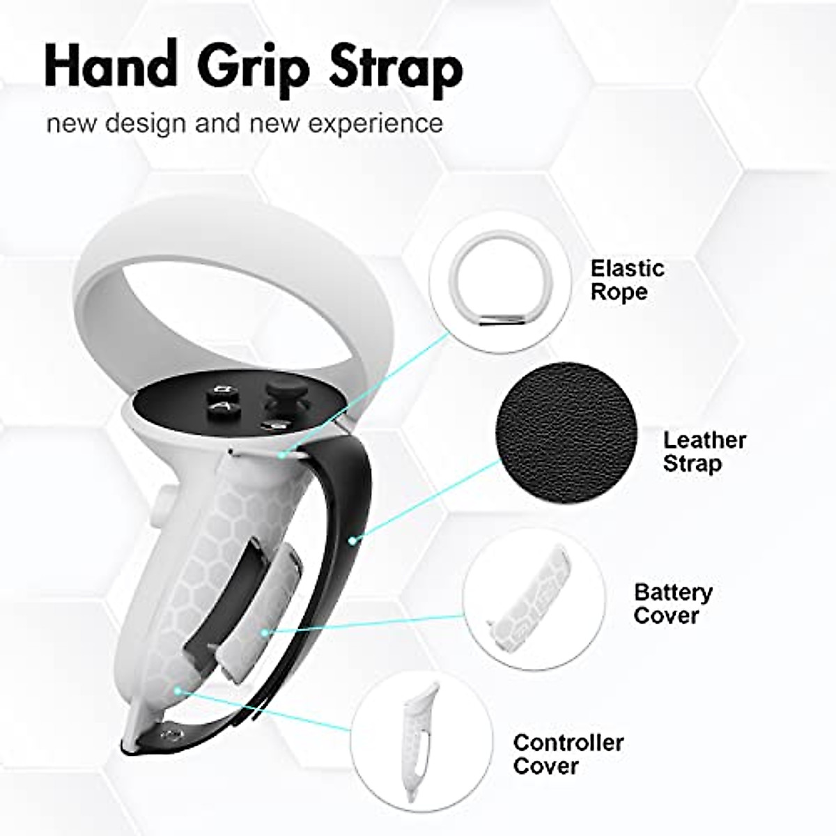 AMVR Touch Controller Grip Anti-Throw Strap Accessories for Meta Quest 2 with Table Tennis Paddle Grip Handle