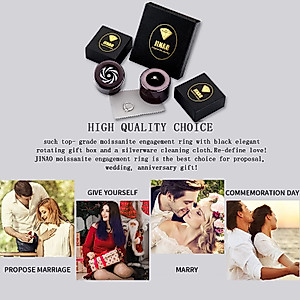 JINAO 925 Sterling Silver Moissanite Ring 1Carat 6.5mm (D) Colorless Diamond Engagement Ring