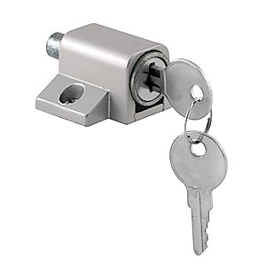 Prime-Line U 9861 Sliding Door Keyed Lock, Push-In – Replace Broken Parts and Add Additional Home Security, Painted Diecast Case, Aluminum Finish (Single Pack)