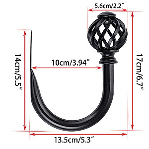 Sumnacon Set of 2 Metal Curtain Holdbacks - Wall Mounted Drapery Tiebacks with Screws, Decorative Window Treatment Holdbacks for Bedroom, Livingroom, Office, Black