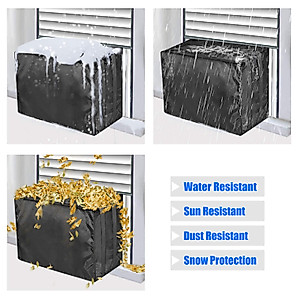 Window Air Conditioner Cover Outdoor, TRELC Air Conditioner Defender Winter AC Window Unit Cover with Adjustable Straps, Bottom Covered (Black, 21.26 x14.56 x 15.74 inch)