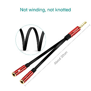 KINGTOP 3.5mm Combo Audio Adapter Cable Compatible for PS4,PS5,Xbox One S,Switch,Tablet,Mobile Phone,PC Gaming Headsets and New Version Laptop (Red)