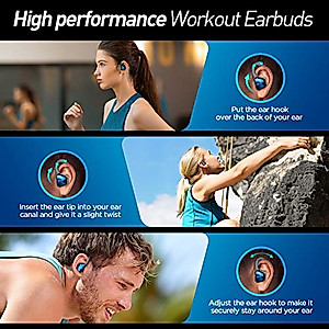 VIDONN True Wireless Earbuds Wireless Bluetooth Headphones, Over Ear Workout Headphones with Microphone Charging Case, IP65 Waterproof in Ear Headphones Running Headphones for Sport Gym Exercise