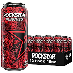 Rockstar Punched Energy Drink, Fruit Punch, 16oz Cans (12 Pack) (Packaging May Vary)