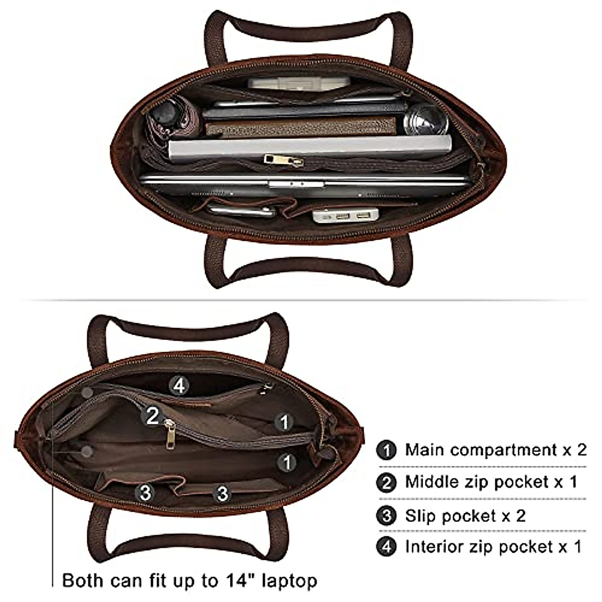 S-ZONE Women Genuine Leather Tote Bag Shoulder Handbag Vintage Crossbody Purse