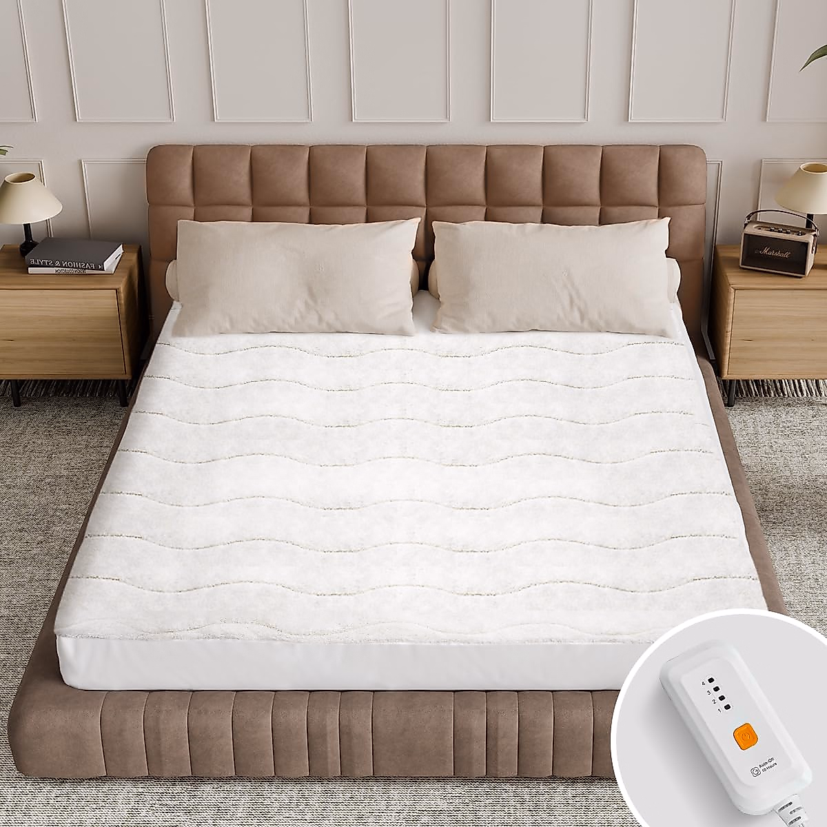 Templewet Heated Mattress Pad Twin XL Size - Single Control Electric Mattress with 4 Heat Settings & 10 Hour Auto Off,Bed Warmer Mattress Cover 15" Deep