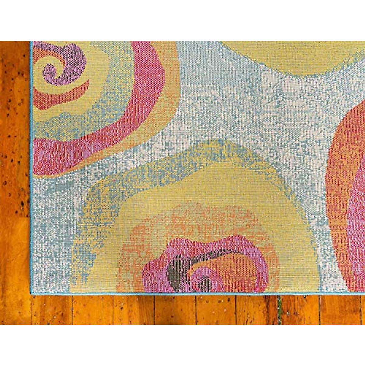Unique Loom Lyon Collection Colorful Modern Abstract Floral Area Rug, 4 x 6 Feet, Blue/Yellow