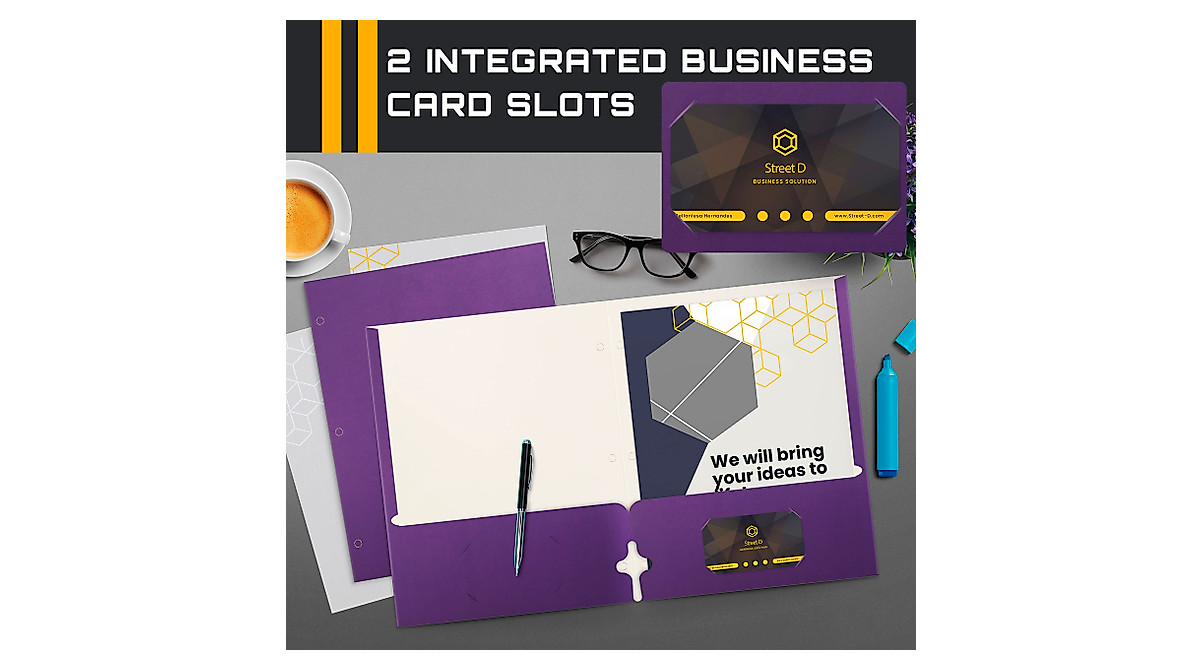 Two Pocket Purple Portfolio Folders - 50 Pack for Office & School