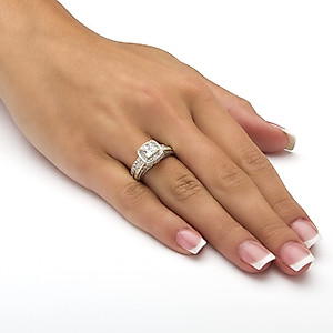 PalmBeach Yellow Gold-Plated Princess Cut Cubic Zirconia Bridal Ring Set Sizes 5-10 Size 7