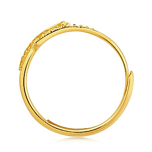 CHOW SANG SANG 999.9 24K Solid Gold Price-by-Weight 3.36g Gold Geometric, Cross Band Ring for Women 57601R | Size Adjustable (Approx. 0.09tael (~3.36g), Adjustable)