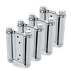 2 Pairs (4Pcs) of 3" Stainless Steel Cafe Saloon Door Swing Self Closing Double Action Spring Hinge