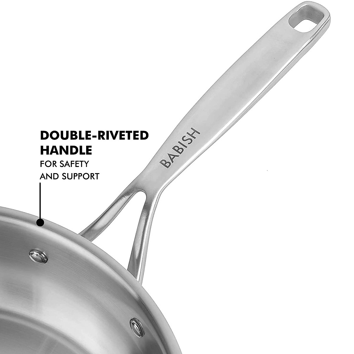 Babish Tri-Ply Stainless Steel Professional Grade Saute Pan w/Lid, 5-Quart