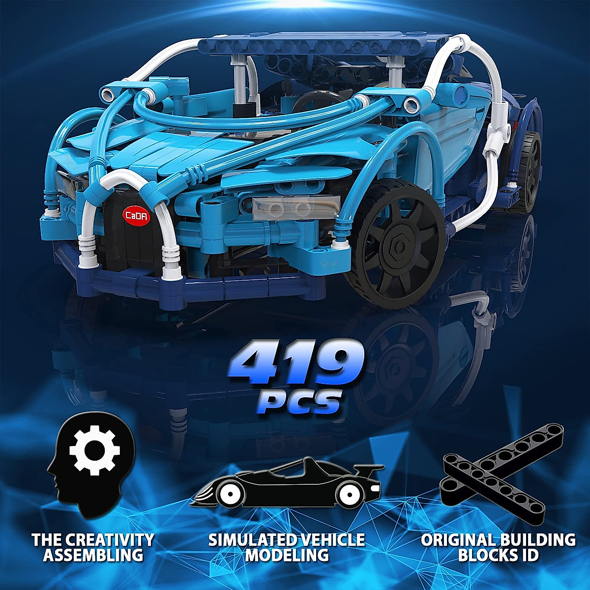 Toti Royal Stem Building Toys for Boys Age 8-12- 419PCS Stem Remote Control Car Building Kit for Kids & Adult - Model Car Kits to Build for Kids 9-12 Great Remote Control Toy Gift for Your Kids (Blue)