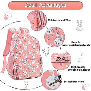 BTOOP Kids Backpack Girls Cute Bunny Toddler School Bag Preschool Kindergarten BookBag Nursery Small Daypack with Chest Strap