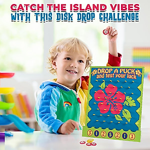 Fun Express Island Hibiscus Disk Drop Game - Great for a Luau Party - 7 Pieces