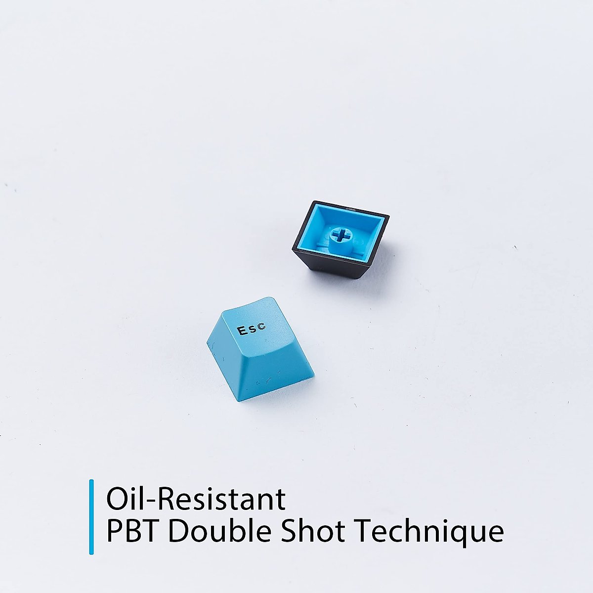 KEYMECHER PBT Custom Keycaps Compatible with Cherry MX, Kailh, Getern Switches and Clones, Cherry Profile, Doubleshot 188-Keycap Set for Mechanical Gaming Keyboard, Cyan Night