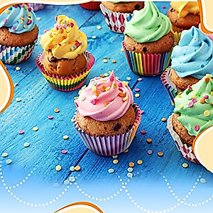 600 Pieces Rainbow Cupcake Liners Rainbow Cupcake Wrappers Baking Cups Cupcake Liners, Colorful Cake Paper Cup Rainbow Baking Cups for Cake Candy Make Baking Supplies (Vivid Style)