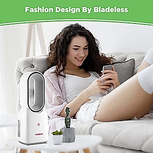 NUMIFUN Bladeless Table Fan USB Rechargeable Desk Fan Ultra Quiet Portable Fan for Tabletop Nightstand Underdesk Touch Control, 3 Winds Speeds, 13 Inches