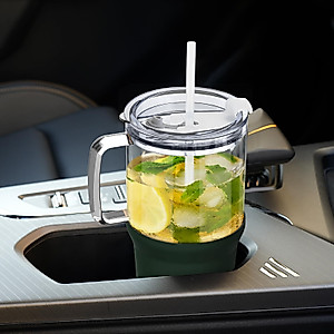 Zenbo Glass Tumbler with Lid and Straw, 32 oz Iced Coffee Cup with Handle, Glass Water Bottles with Silicone Sleeve, Glass Cup with Straws,BPA free