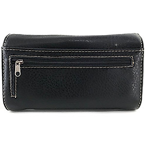 Justin West Buckle Western Floral Damask Embroidery Studs Stars Concealed Carry Handbag Purse (Black Purse Wallet Set)