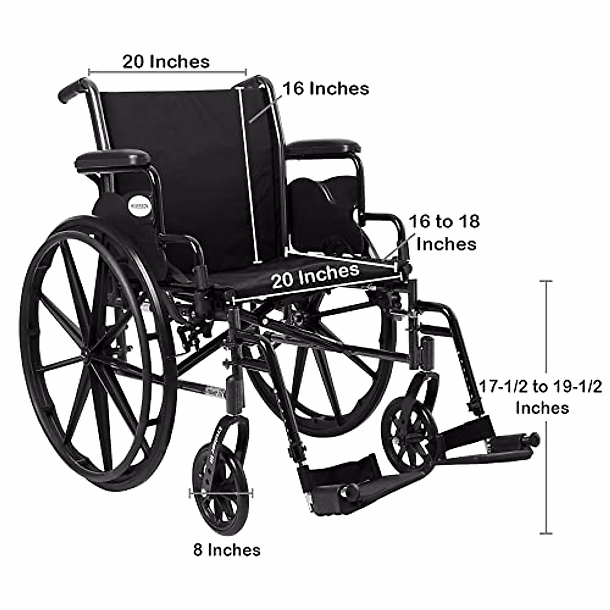 McKesson Wheelchair, Swing Away Foot Leg Rest, Desk Length Arms Flip Back, 20 in Seat, 300 lbs Weight Capacity, 1 Count