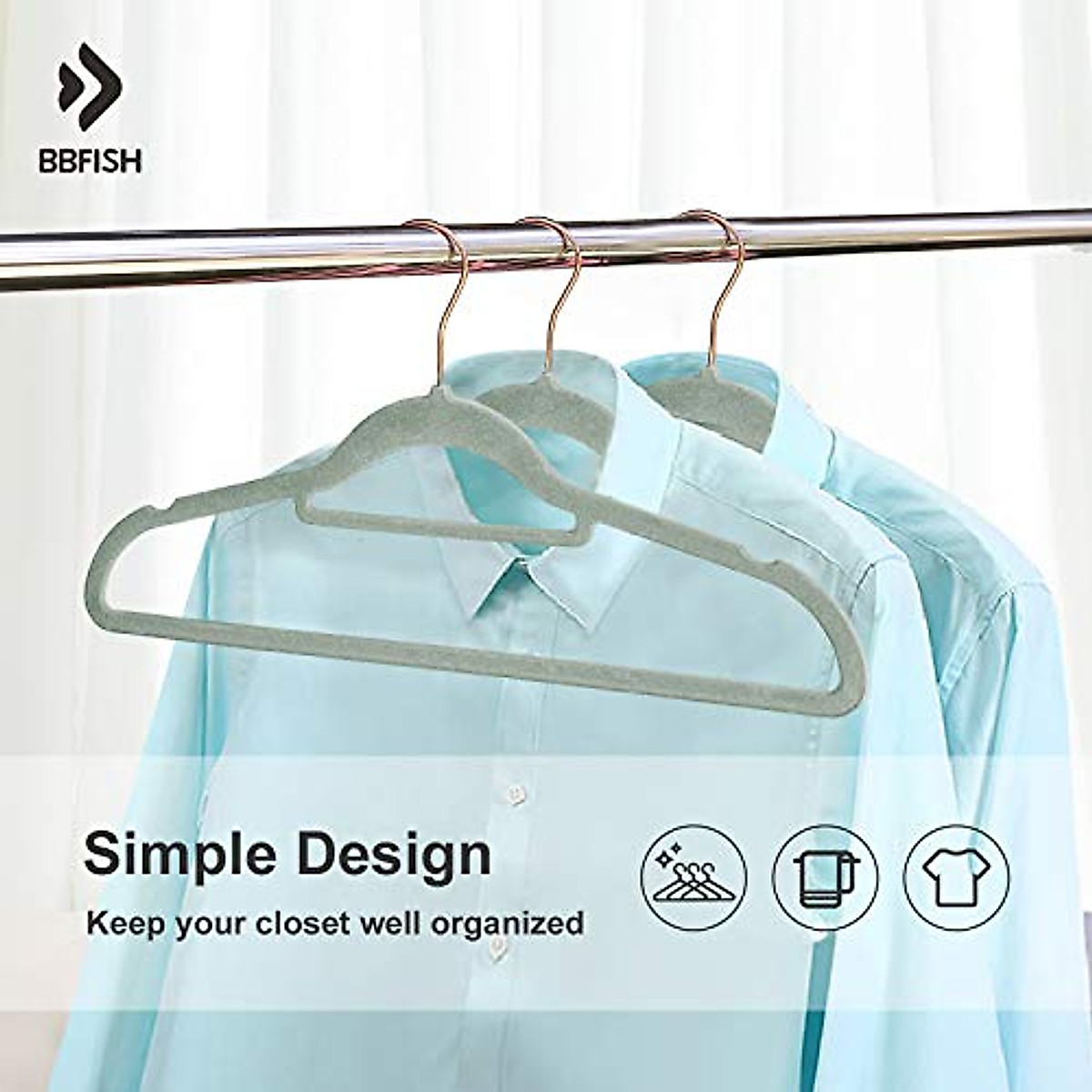 Premium Velvet Suit Hangers 50 Pack Non Slip Clothes Hanger, 360 Degree Chrome Swivel Rose Gold Hook Strong and Durable Hold Up to 10 Lbs, Ultra Thin Coat Hangers(Matcha Green)