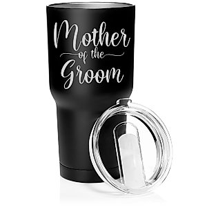 Smooth Body Tumbler Stainless Steel Vacuum Insulated Travel Mug Cup Gift Mother Of The Groom (Black, 30 oz)