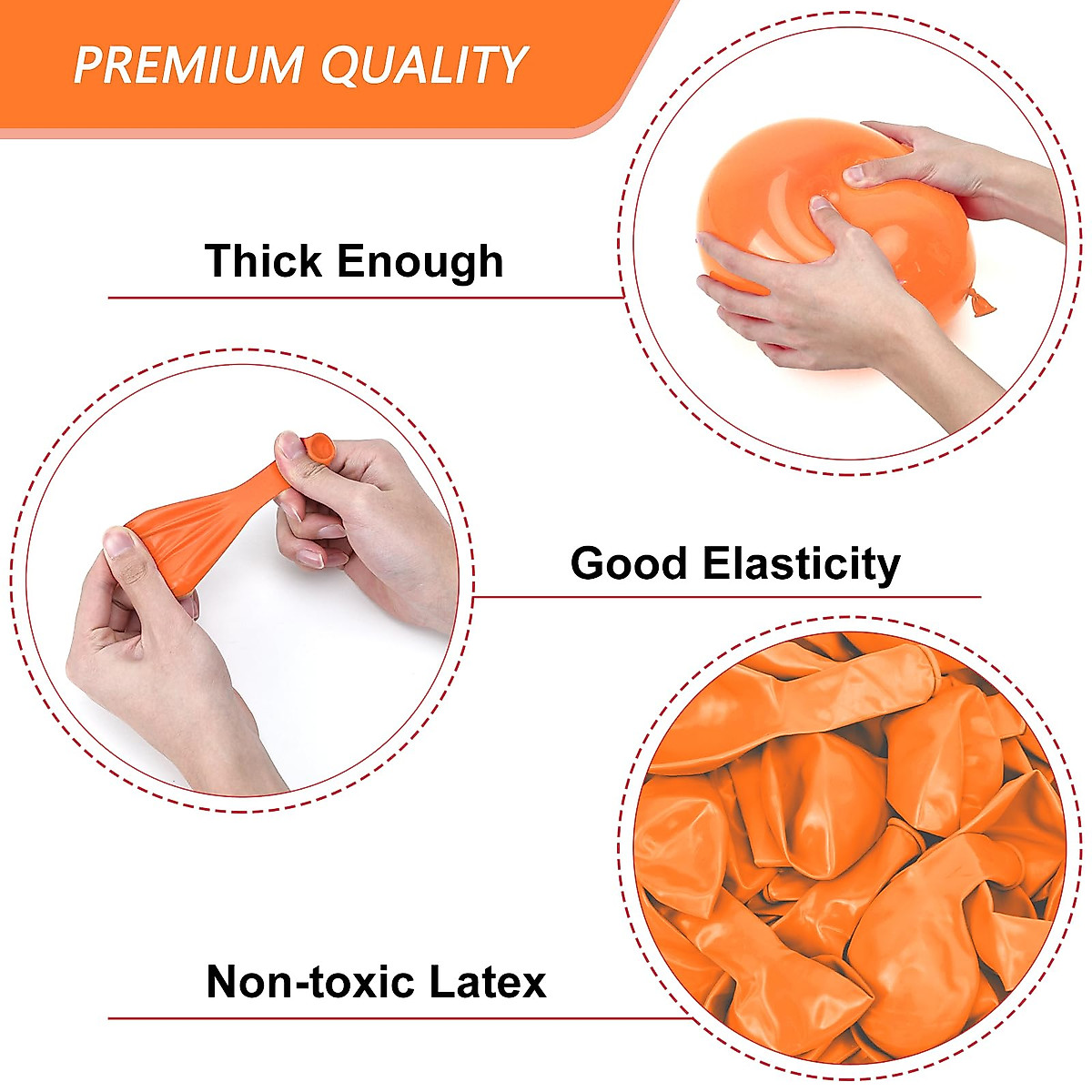 RUBFAC Orange Balloons, 110pcs 12 Inch Orange Balloons and Ribbon, Thick Latex Balloons for Birthday Wedding Baby Shower Graduation Anniversary Party Thanksgiving Decorations