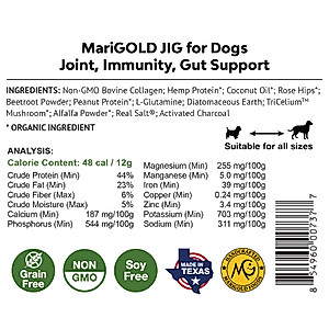 MariGold JIG for Dogs - Joint, Immunity & Gut Support Powder, Non-GMO, Organic Peanuts, Organic Hemp, Grain and Soy Free - 1.19 LBS (Medium)