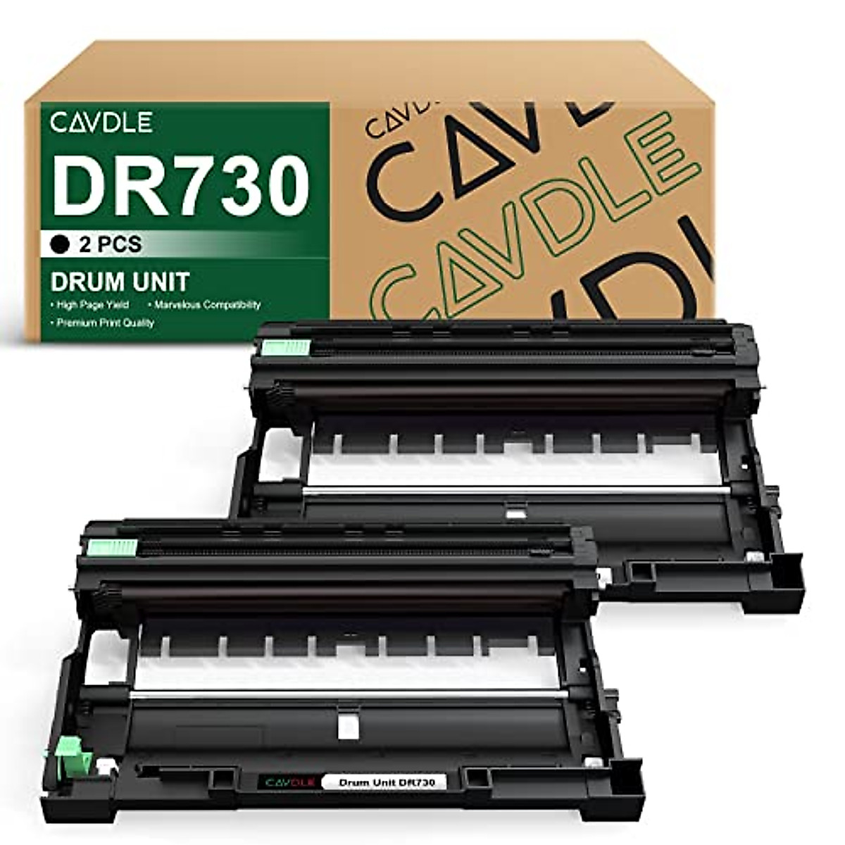 CAVDLE DR-730 Compatible Drum Unit Replacement for Brother DR730 Work with HL-L2325DW HL-L2350DW HL-L2390DW HL-L2370DW DCP-L2550DW MFC-L2690DW MFC-L2710DW MFC-L2717DW MFC-L2750DW Printers 2-Pack
