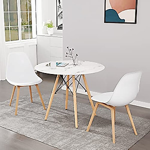 NIERN Round Dining Table with MDF Top,Marble Modern Kitchen Table for Dining Room Kitchen Home Office (Mable)